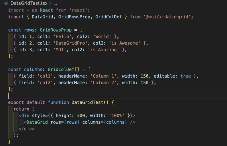 React MUI DataGridの始め方と使い方、よく使う機能・設定について